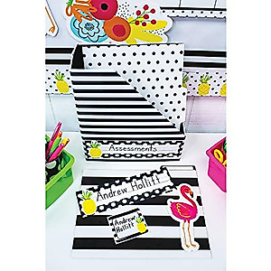 Schoolgirl Style Simply Stylish 6-Pack Decorative Teacher File Folders, 11.75" x 9.5" Black and White Letter Size File Folders With 1/3-Cut Tabs for Filing Cabinet, Office Supplies File Organizers