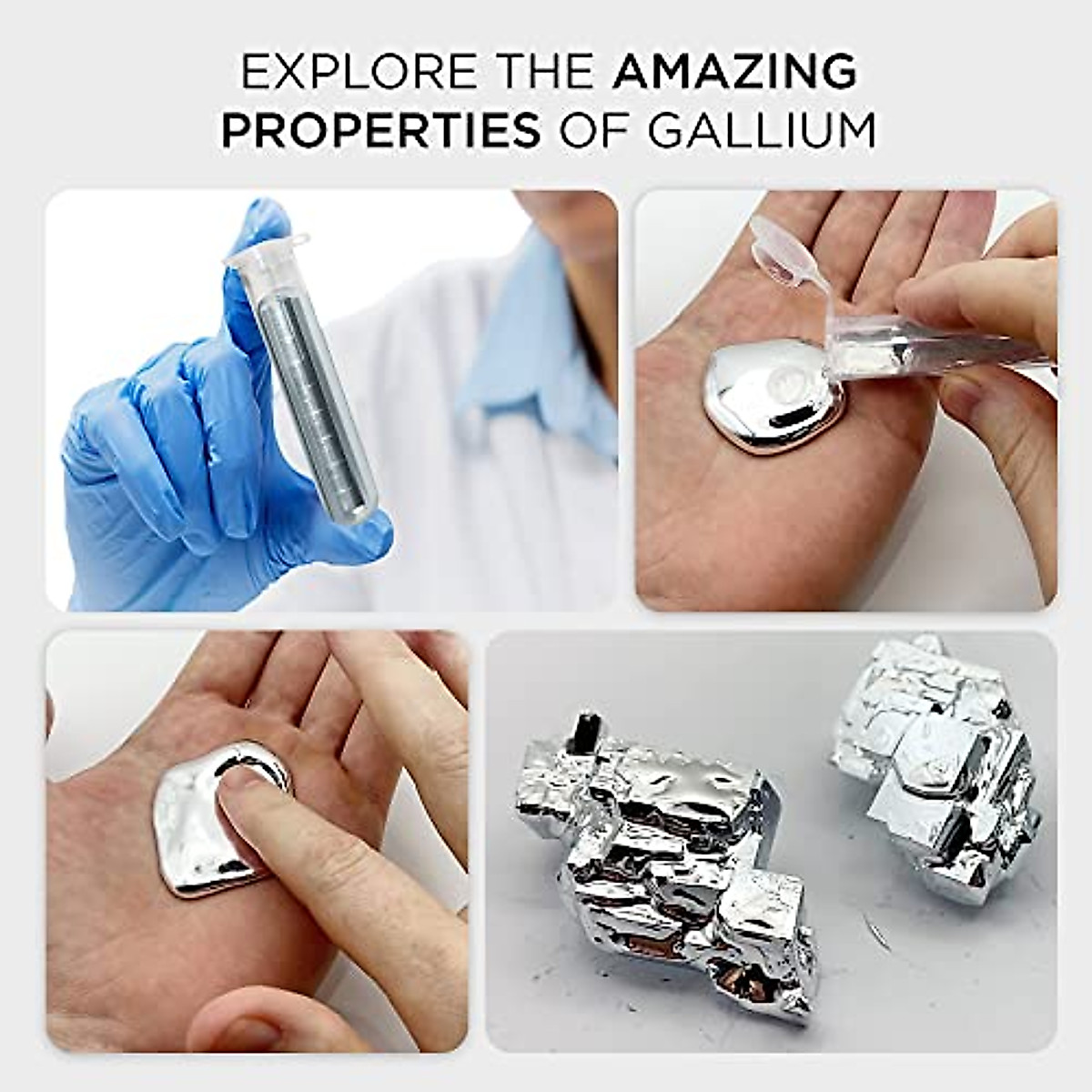 Gallium Liquid Metal 100 Grams, 99.99% Pure Melting Gallium - 100g for Kids and Adults