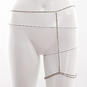 Blindery Sexy Thigh Chain Jewelry Gold Rhinestone Leg Jewelry Layered Bikini Body Jewelry Party Festival for Women and Girl