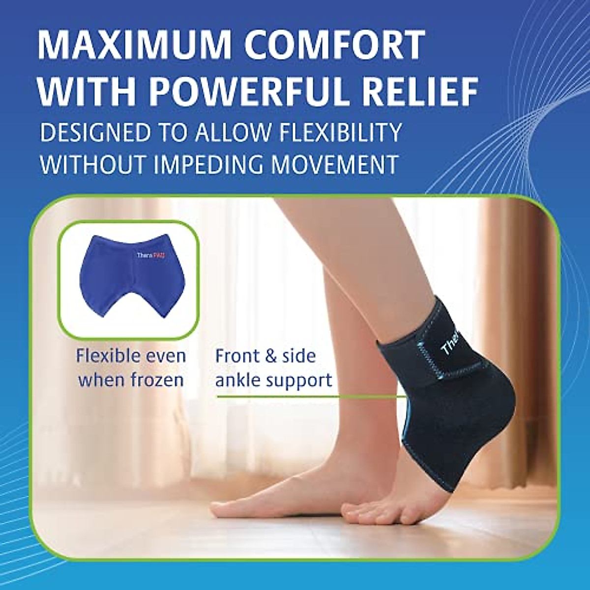 TheraPAQ Ankle and Foot Ice Pack Wrap -Small Reusable, Compression Hot and Cold Gel Pack for Relief from Pain Heel Discomfort, Foot Swelling, Surgery for Athletes and Elderly -Pregnancy Must Haves