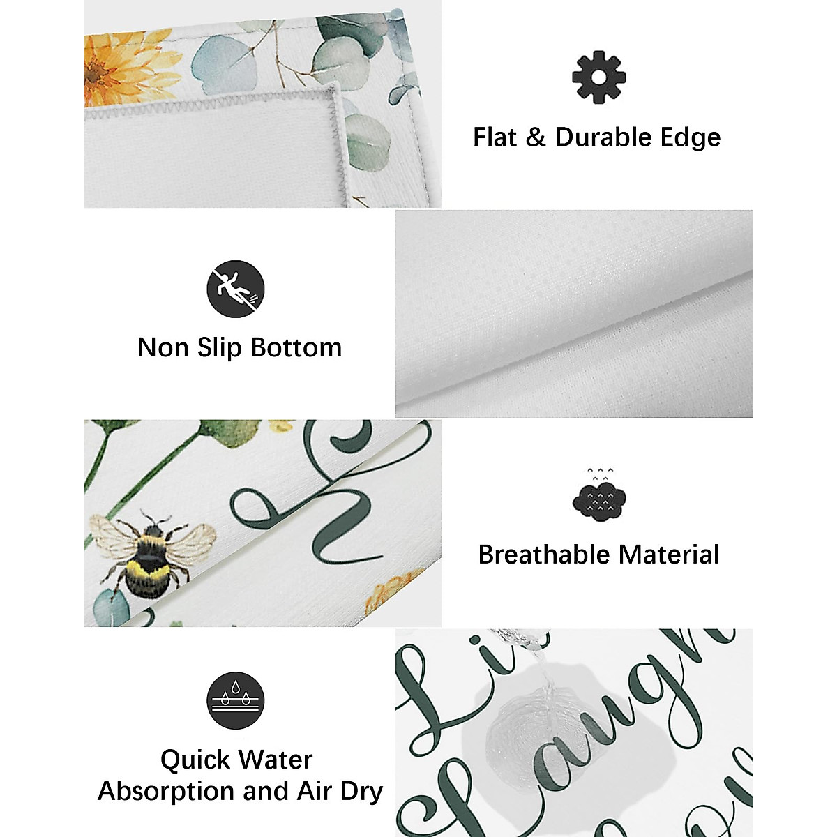 Green Eucalyptus Leaves Outdoor Rugs for 4'x6' Patios Clearance, RV Camping Mat Rug Portable Outside Rug Indoor Outdoor Area Rug Mat for Beach Deck Pool Aesthetic Floral Inspirational Quote