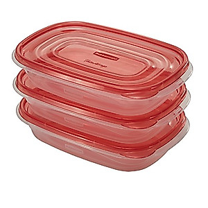 Rubbermaid TakeAlongs Rectangle Food Storage Container, 4 Cup, Tint Chili, 3 Count
