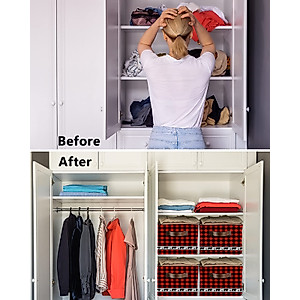 Red Black Plaid Bear Storage Bins 2 Pack, Large Waterproof Storage Baskets for Shelves Closet, Forest Wild Bear Silhouette Storage Basket Foldable Storage Box Cube Storage Organizer with Handles
