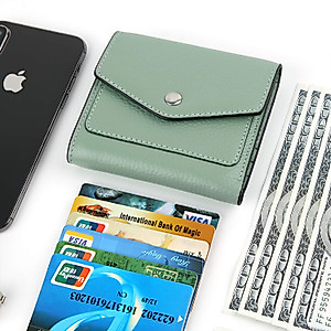 YALUXE Women's Small Wallet RFID Blocking Billfold Genuine Leather Snap Pocket Ladies Mini Coin Purse