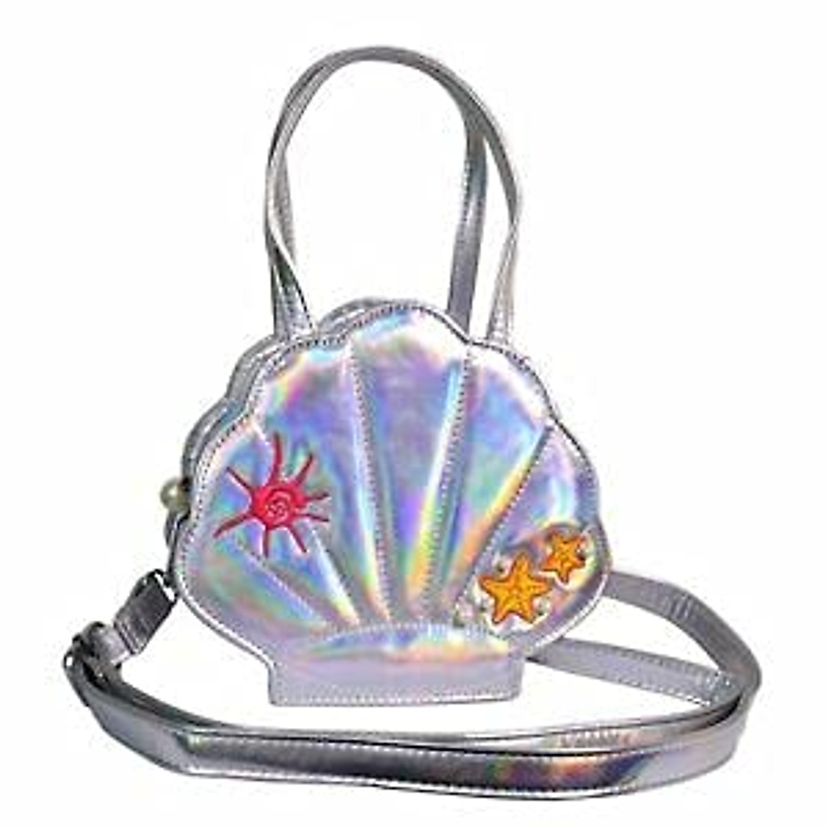 Lost Queen Women's Ariel Iridescent Shell Pearl Handbag Mermaid Crossbody Purse