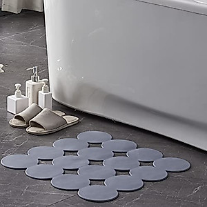 Webos Anti Slip Shower Mat: Natural Rubber Non Slip Bath Mat for Tub with Strong Suction Cups Bathtub & Tub Mats for Elderly and Kids Bathroom Square Shower Floor Stall matt (Grey, 21X21)