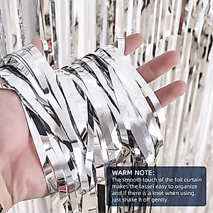 4 Pack 3.2ft x 8.2ft Silver Foil Fringe Curtain Backdrop Metallic Tinsel Foil Fringe Curtains Photo Booth Backdrop for Birthday Party Decorations Christmas Baby Shower Party Decorations (Silver)