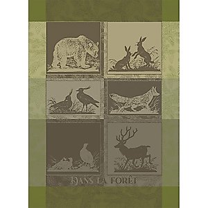 Garnier-Thiebaut, Dans la Foret, Mousse French Jacquard Kitchen/Tea Towel, 100% Cotton