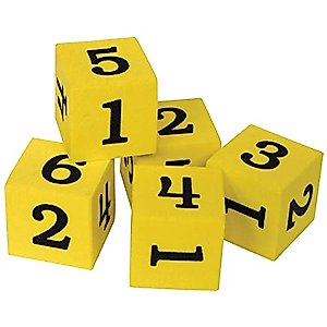 Teacher Created Resources Foam Numbered Dice 1-6, Pack of 20 , Yellow