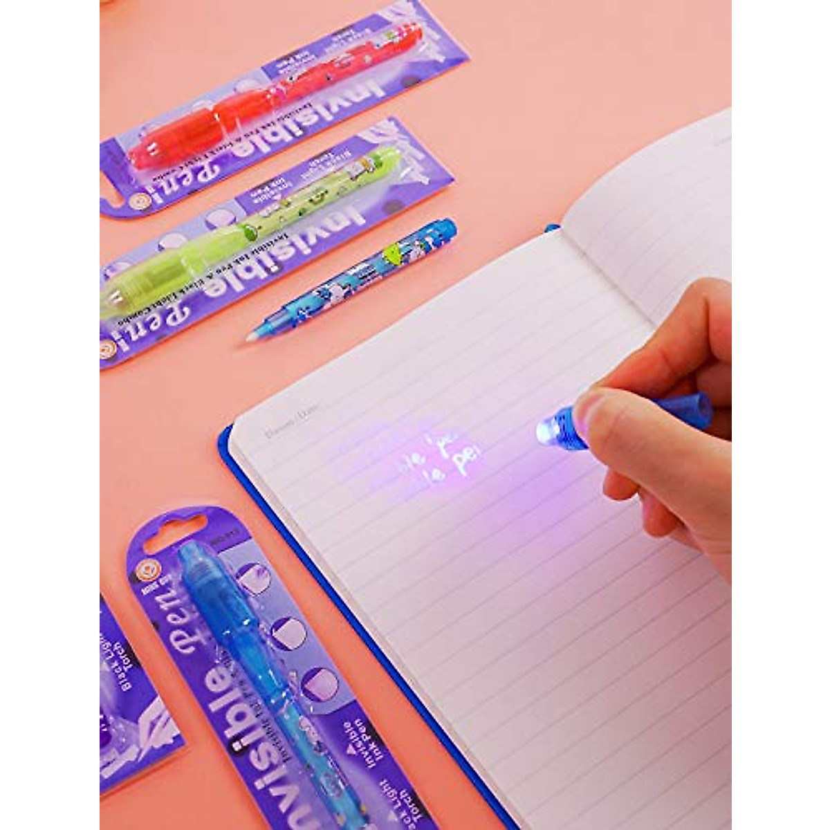 Invisible Ink Pen 24Pcs Spy Pen with UV Light Magic Marker Kid Pens for Birthday Party,Writing Secret Message for Easter Day Halloween Christmas Party Bag Gift