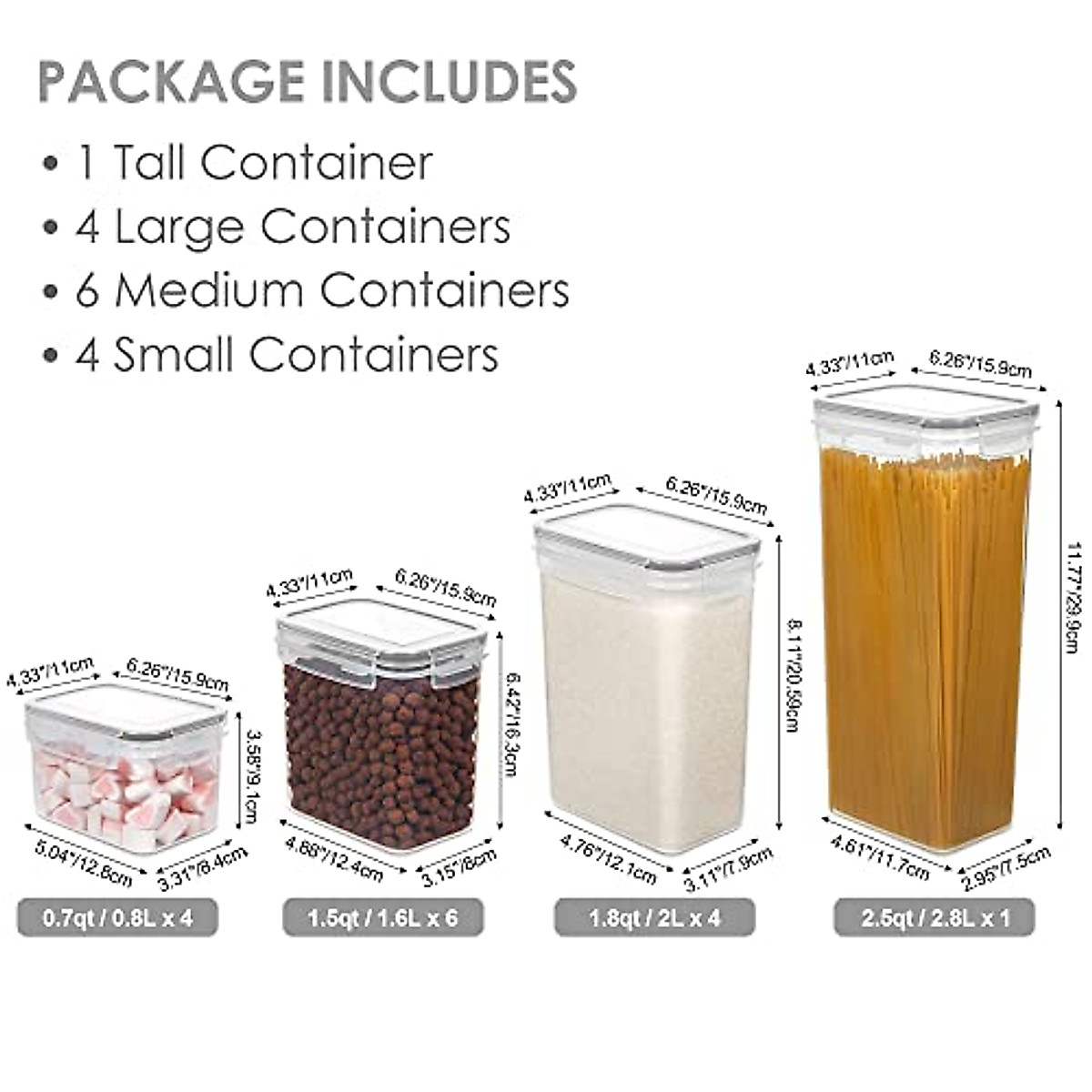 Vtopmart Airtight Food Storage Containers Set with Lids, 15pcs BPA Free Plastic Dry Food Canisters for Kitchen Pantry Organization and Storage, Dishwasher safe,Include 24 Labels, Grey