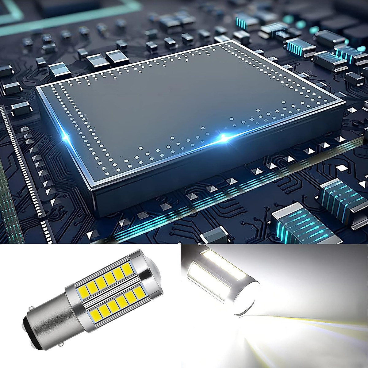 UGSHY 4 Pack Car LED Turn Tail Brake Signal Light, 1157 33SMD Super Bright Light Bulbs, Reversing Light, 12V Interior RV Camper Trailer Lighting Back Up Reverse Lights (White) (UGLED1606WH-1157-4PS)