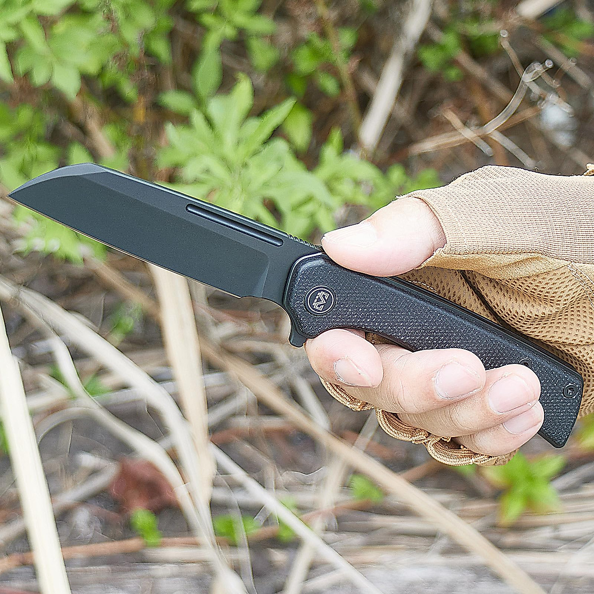 Miguron Knives M Malory Flipper Folding Knife 3.5" Black PVD 14C28N Blade Black Micarta Handle Outdoor Camping Hiking Pocket Knife MGR-809MBK