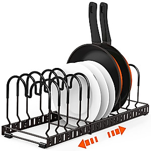 Atposh Pot rack 10 Adjustable Dividers Pots and Pans Organizers Expandable Pots Lid Holder Kitchen Cabinet Pantry Bakeware Organizer and Storage