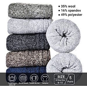 Trifabricy 5 Pairs Wool Socks - Comfortable and Warm Womens Wool Socks, Wool Socks Women, Super Soft Crew Socks for Women, Thick Knit Cabin Cozy Wool Socks Gifts For Women