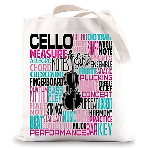 BWWKTOP Cello Canvas Tote Bag Cellist Gifts Cello Players Shoulder Bag Cellist Musician Gifts (Cello TG)