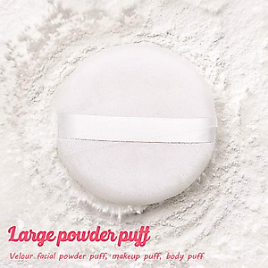 Topwon 4 Inch Powder Puff, Washable Large Body Powder Puff for Face Cleaning,Makeup & Powder Foundation Blending - Soft & Furry