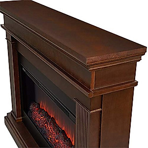 BOWERY HILL Traditional Solid Wood Electric Fireplace Mantel Heater with Remote Control, Adjustable Led Flame, 1500W in Dark Walnut