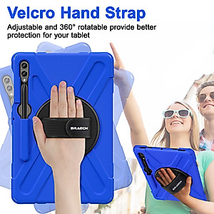 BRAECN for Galaxy Tab S10+/ S9+/S9 FE+/S8+/S7+/S7 FE12.4 Inch Case,Heavy Duty Tablet Case with Adjustable Hand Strap, Built-in S Pen Holder, Shoulder Strap, Stand for Samsung Galaxy Tab S9 Plus -Blue