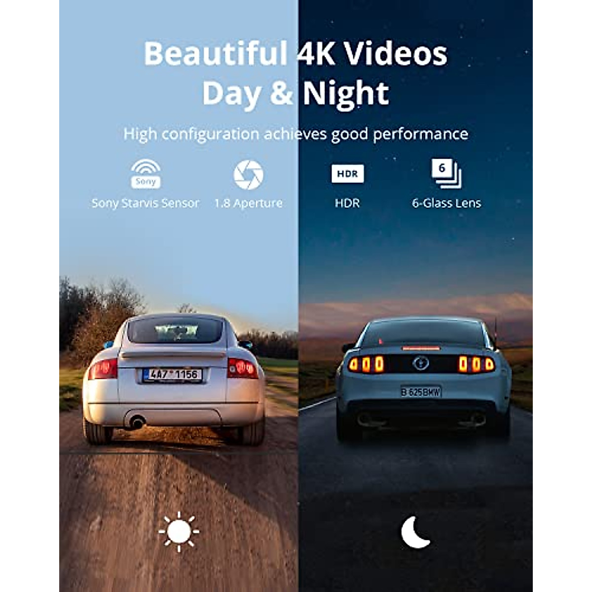 Kingslim D5-4K Dash Cam with WiFi - Front Dash Camera & PNY 256GB Premier-X Class 10 U3 V30 microSDXC Flash Memory Card - 100MB/s, Class 10, U3, V30, A1, 4K UHD, Full HD, UHS-I, Micro SD