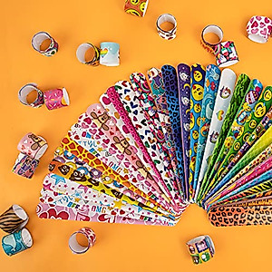 JOYIN 144 Pcs Slap Bracelets for Kids Bulk Wristbands with Animals, Friendship, Heart Print 36 Designs, for kids Easter Party Favors, Valentine Classroom Prizes Exchanging Gifts