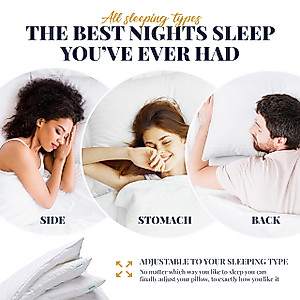 EverSnug Adjustable Layer Pillows for Sleeping - Set of 2, Cooling, Luxury Pillows for Back, Stomach or Side Sleepers (Queen (Pack of 2))