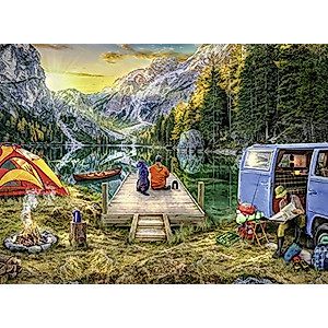 Ravensburger Calm Campsite Great Outdoors Puzzle - 300 Piece Jigsaw for Kids and Adults | Unique Shape Pieces | Anti-Glare Surface for Ages 9 and Up