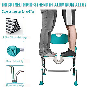 Folding Shower Chair for Inside Shower Stall, Bath Tub Shower Safety Seat Stool with Arms and Back Adjustable Height Shower Bench, Shower Seat for Inside Shower(Orange)