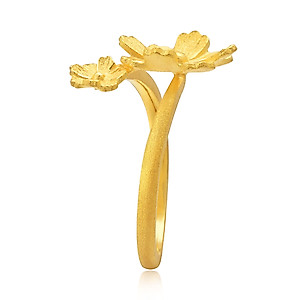 CHOW SANG SANG Cultural Blessings Daily Bliss 999.9 24K Gold Price-by-Weight 3.36g Gold Luxurious Blossom Ring (Size 13) for Women and Wedding Occasion 88427R (13) (17)