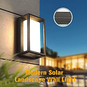 MVBT Modern Outdoor Solar Wall Light, LED Porch Patio Door Entryway Sconce Exterior Fixture Wall Lamp 3000K Landscape Lighting with No Wiring Required