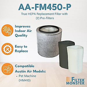Filter-Monster Replacement Filter Compatible With Austin Air Pet Machine (HM410) with Pre-Filter