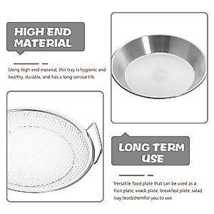 HEMOTON 1 Set Mesh Drain Pan Vegetable Tray Smokeless Grill Pan Stovetop Barbecue Grill Convenient Fruits Plate Filter Snack Storage Plate Dessert Plate Stainless Steel Fried