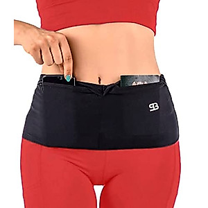 StashBandz Unisex Travel Money Belt, Running Belt, Fanny and Waist Pack, 4 Large Security Pockets and Zipper, Fits All Size Phones Passport and More