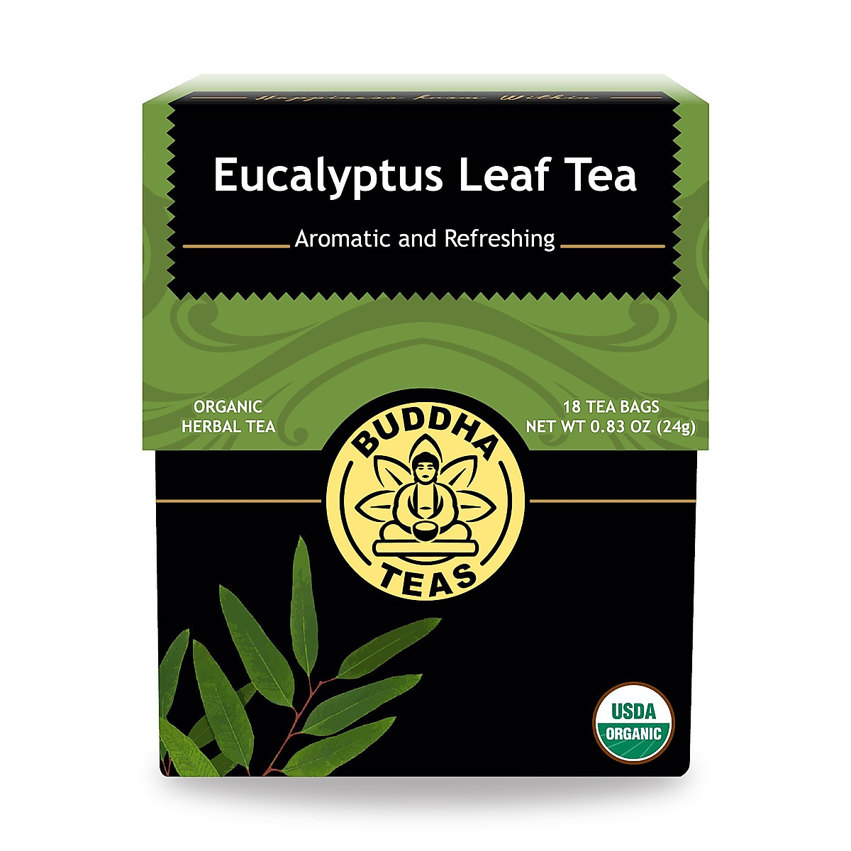 Buddha Teas Organic Eucalyptus Tea - OU Kosher, USDA Organic, CCOF Organic, 18 Bleach-Free Tea Bags