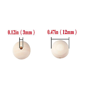 hesmartly 300Pcs 12mm Wood Beads Round Wooden Spacer Beads Unfinished Natural Wood Loose Beads