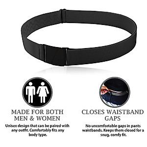ONE-BELT No Show Invisible Elastic Belts for Women & Men Non Slip Fits waist upto 50 Inch. (Matte Black)