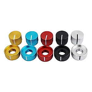 Guyker Guitar Aluminum Alloy Dual Concentric Control Knobs - Dome Volume Tone Stacked Knob Replacement for Electric Guitar or Bass (black, 2 piece)