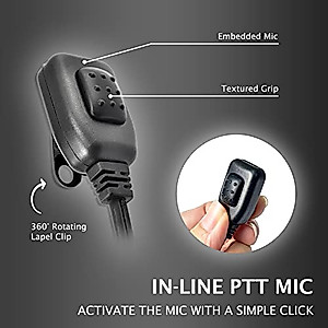 ProMaxPower G-Shape Earbud Earpiece with PTT Mic for Motorola Radios MOTOTRBO XPR6550, XPR7350, XPR7550e, XPR7580e, APX900, APX4000, APX6000, MTP850S