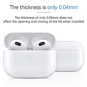 Dust Guard for Apple AirPods 3 Case Box, Senbos Metal Sticker Protection Film Dust-Proof for AirPods 3rd Generation, Ultra Slim, Luxurious Looking, Protect from Iron/Metal Shavings (Silver)