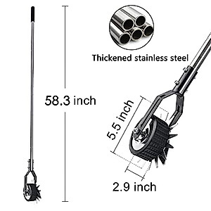 BARAYSTUS Wheel Rotary Edger, Rotary Shear, Sidewalk Manual Lawn Edger, Strong 3 Sections Stainless Steel Handle with Cushion Grip, 58.3-Inch
