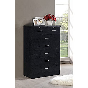 HODEDAH IMPORT HI70DR Black 7 with Locks On 2-Top Chest of Drawers