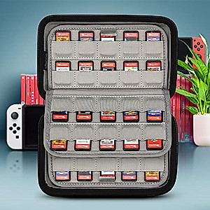 sisma 80 Switch Game Case Compatible with Nintendo Switch or PS Vita Games or SD Cards,Game Cartridge Holders Hard Shell Travel Storage Case Home Safekeeping, Brown