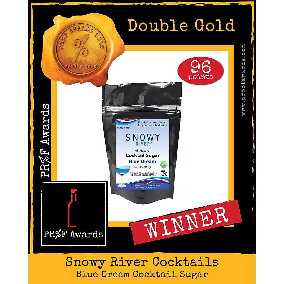 Snowy River Blue Dream Cocktail Sugar - Kosher All Natural White and Blue Cocktail Rimmer and Coffee Rimmer (Blue Dream, 8oz Bag)