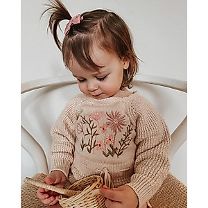 ZAXARRA Baby Girl Sweater Romper Baby Girl Knit Sweater Embroidery Flower Sweatshirt Romper Infant Fall Clothes (Apricot, 0-6 Months)