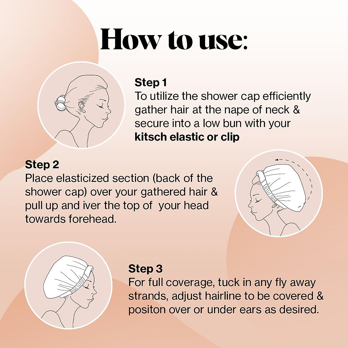 Kitsch Luxury Shower Caps for Women Reusable Waterproof - Large Shower Cap for Women and Men, Non-slip, Quick-dry Hair Cap for Long & Short Hair, Comfortable and Stylish Design - Palm Leaves