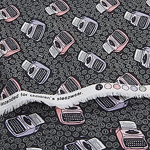 Camelot Fabrics Literary Typewriters Charcoal Fabric, Yard