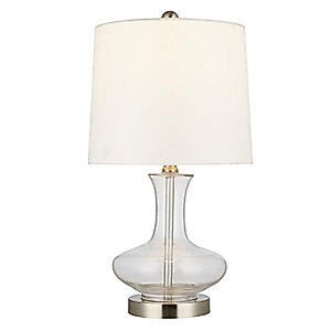 Amazon Brand – Stone & Beam Contemporary Glass Table Lamp with Narrow-Necked Body, LED Bulb Included, 20.25"H, Clear