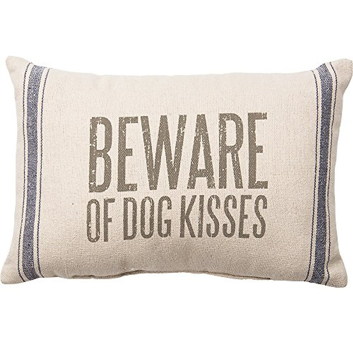 Primitives by Kathy Vintage Flour Sack Style Throw Pillow, 1 Count (Pack of 1), Dog Kisses