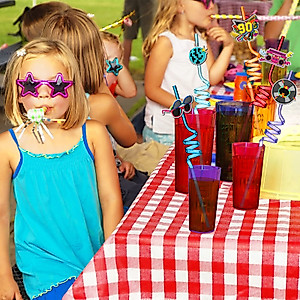 24 Pieces Christmas 90s Theme Straws 90's Rock Disco Party Supplies 1990's Retro Plastic Drinking Straws 90's Party Decorations for Birthday Disco Dancing Parties 8 Styles, 8 Colors