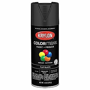 Krylon K05546007 COLORmaxx Spray Paint and Primer for Indoor/Outdoor Use, Flat Black , 12 Ounce (Pack of 1)